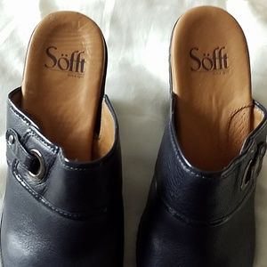 Sofft | Shoes | Sofft Blue Leather Clogs W Hook Eye Design Nwot | Poshmark
